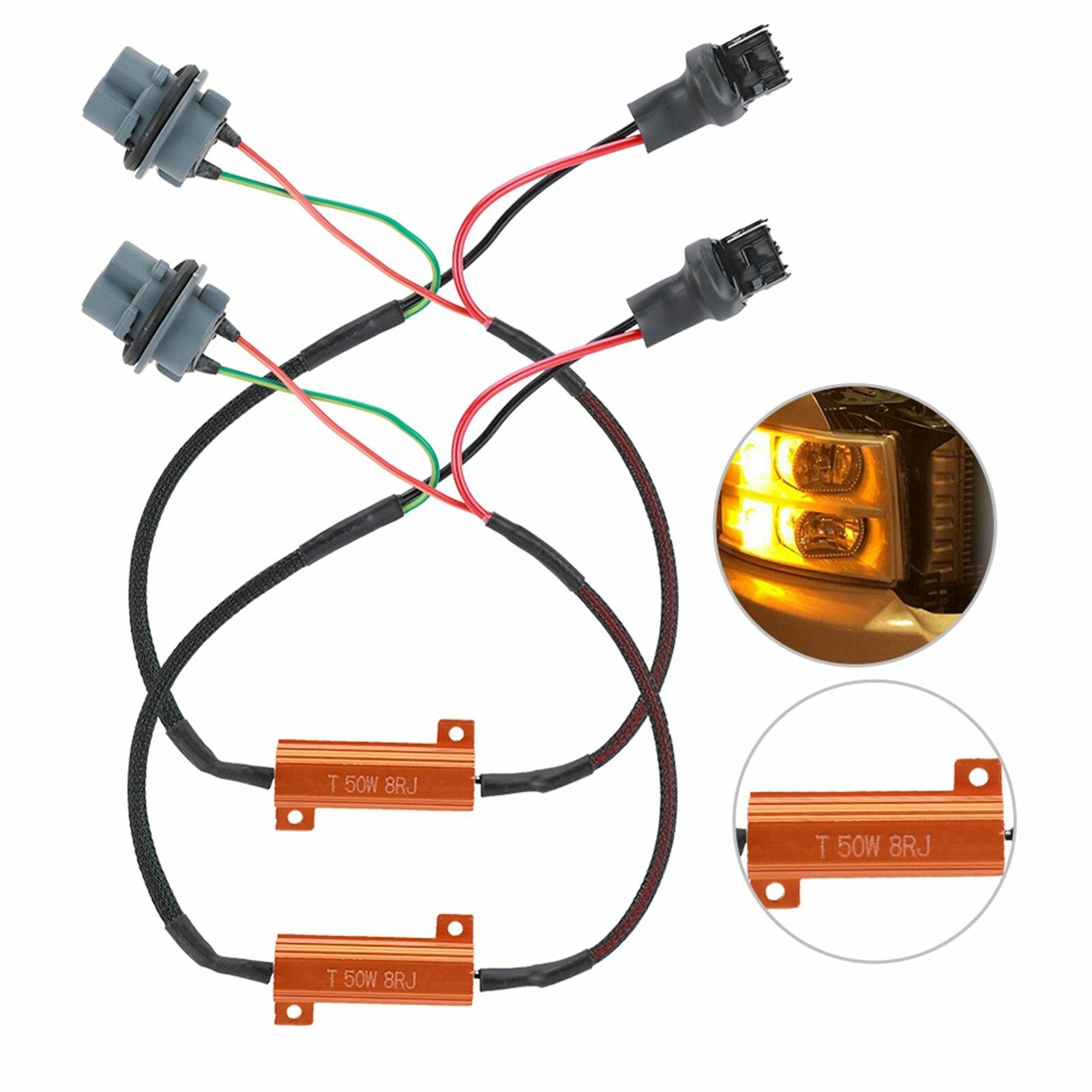 7440 T20 50W8RJ Hyper Flash Fix безошибочные адаптеры проводки для светодиодных указателей поворота