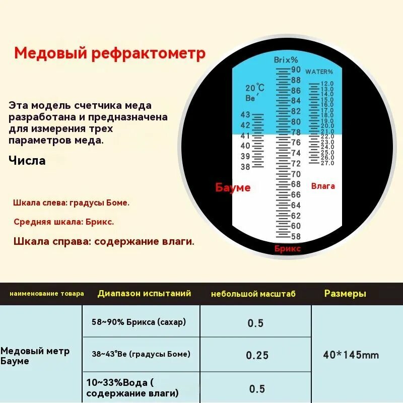 Рефрактометр для меда A — фото 1