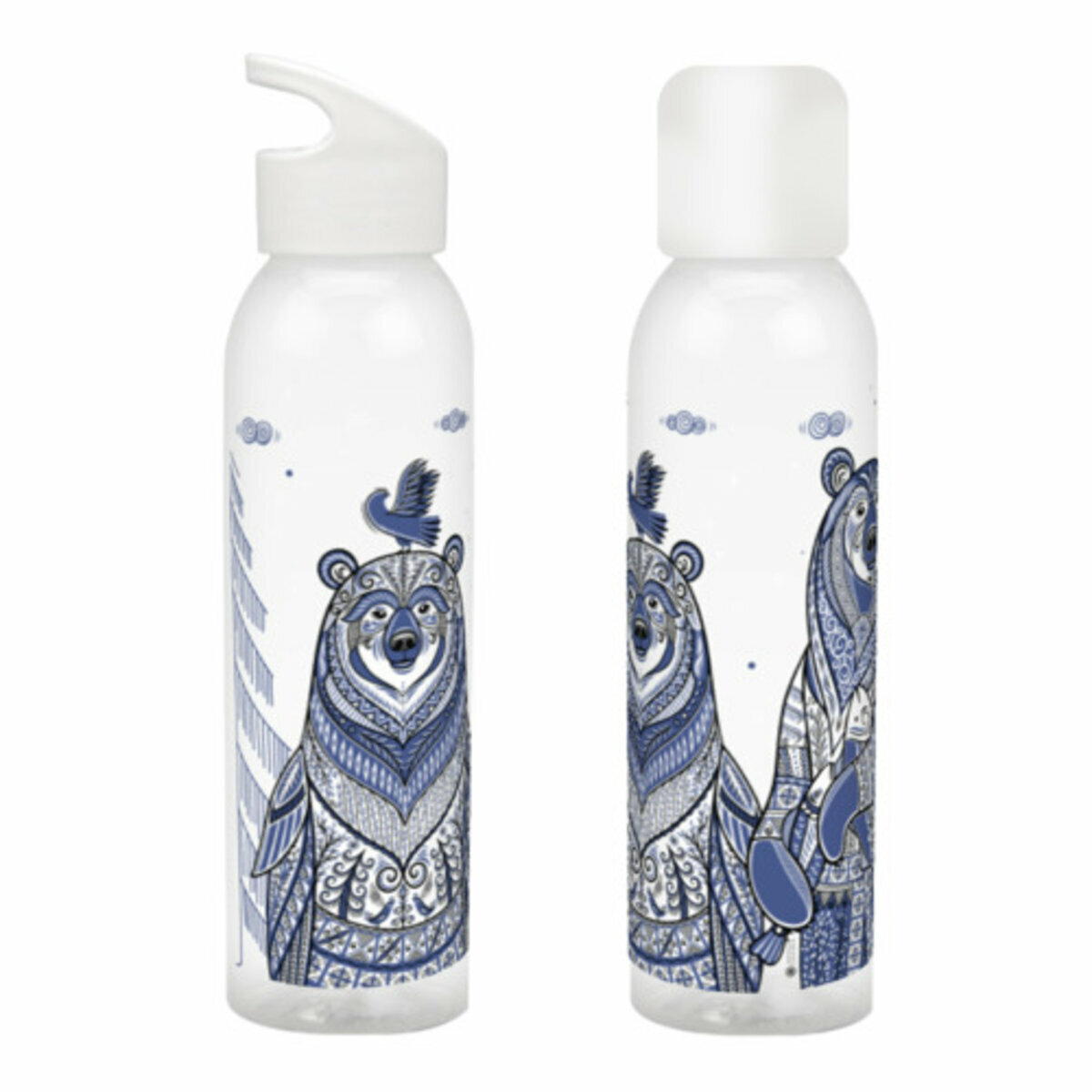 Бутылка для воды «Медведь и Медведица. Мезенские мотивы (т)» (белый)