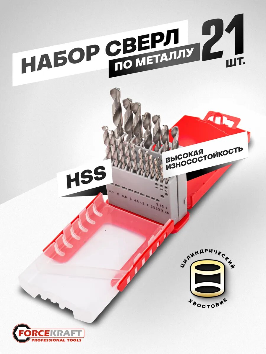 Набор сверл HSS 21 предмет