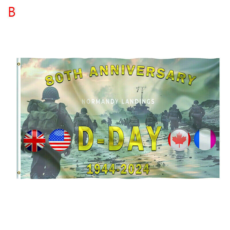 Флаг памятный d-day из полиэстеровой ткани для празднования 80-летия, soldiers, 90x150 см
