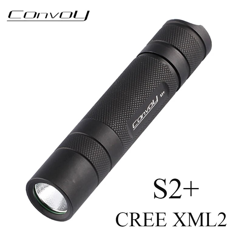 CONVOY S2+ LED фонарик алюминиевый Black, U2 1A, No battery