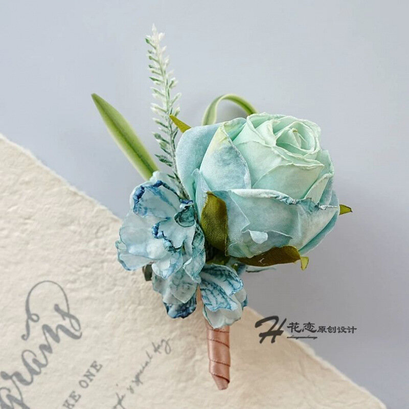 Бутоньерка для жениха и невесты, полный набор для родителей, имитация цветка на лацкане, цветок на запястье для шафера и подружки невесты