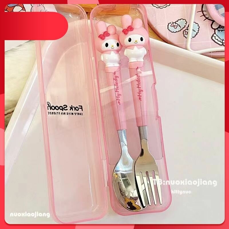 Детская посуда, посуда Sanrio Hello Kitty Melody Kuromi с силиконовой ручкой