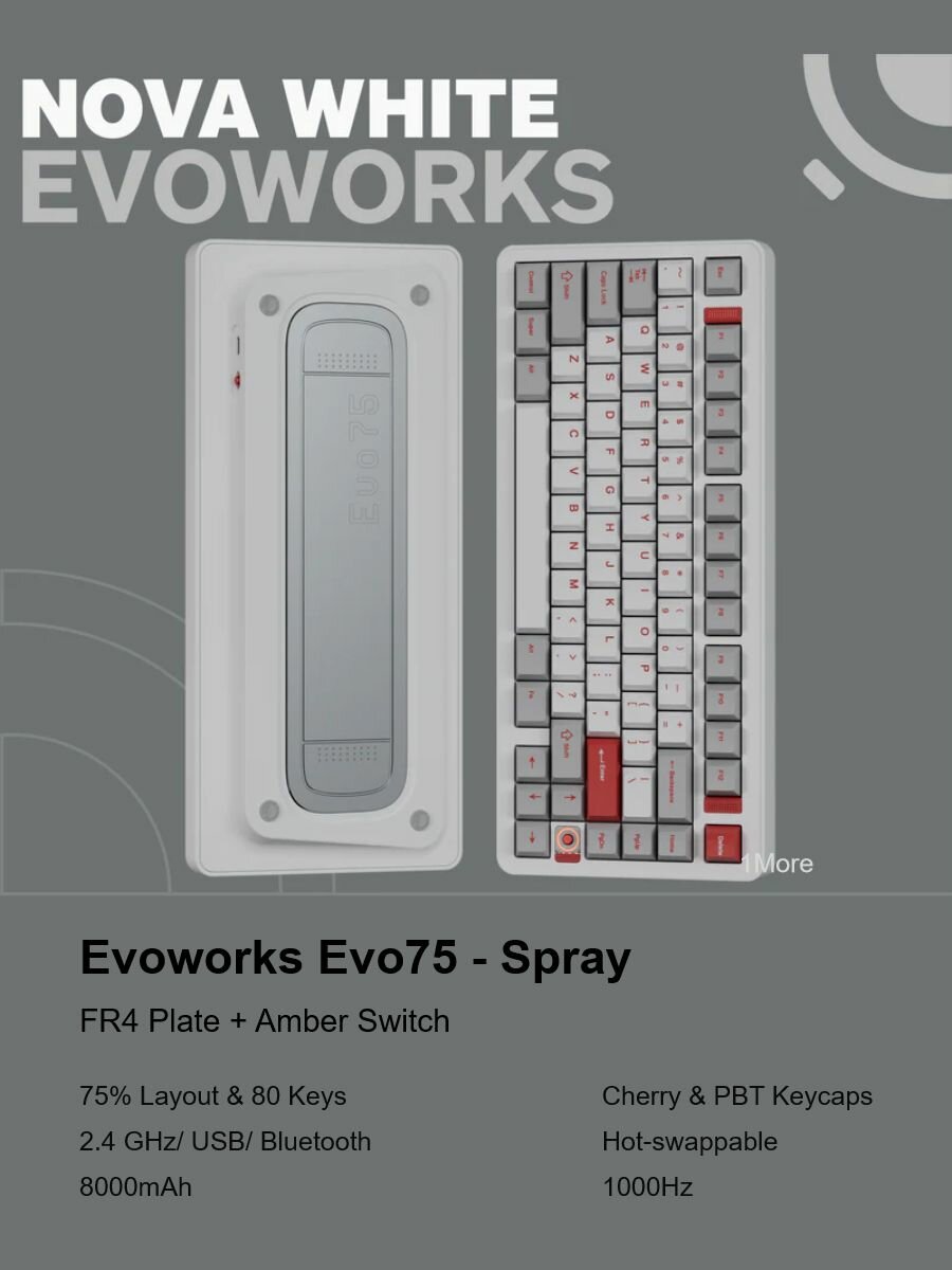 Игровая клавиатура Evoworks Evo75, FR4 Plate + Amber Switch, QQC, PEN TU BAI