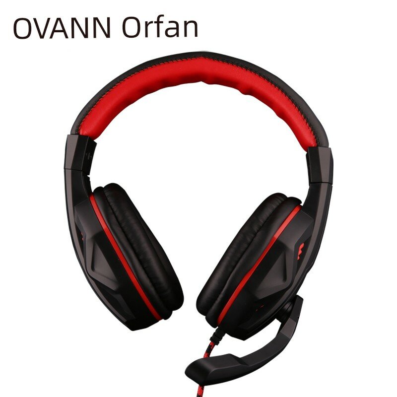 Ovann X2 беспроводная игровая гарнитура с микрофоном, стереозвук для ПК, черно-красный цвет, совместимость с ноутбуком