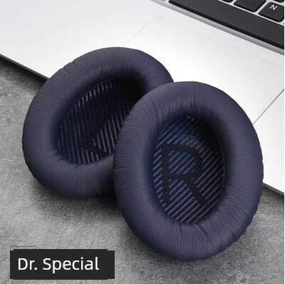 Софт-леather наушники Bose QC35/QC25/AE2/QC15 с темно-синим цветом и LR амбушюрами, пара