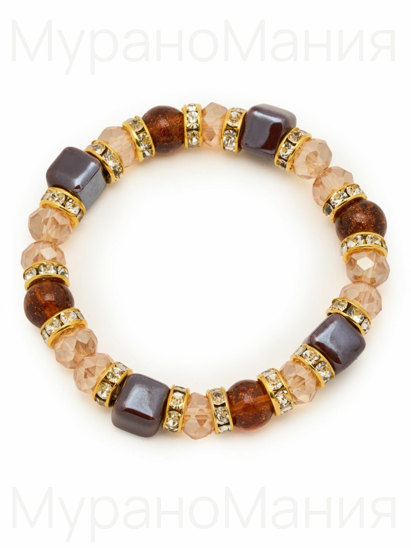 Браслет, кристалл, стекло, керамика, муранское стекло