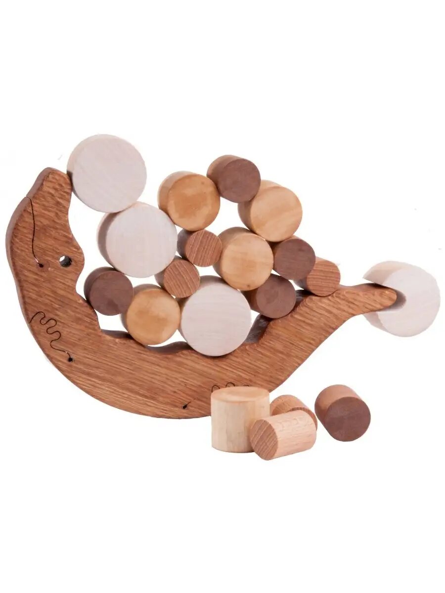 Деревянный балансир "Крокодил", настольная игра, 19 деталей