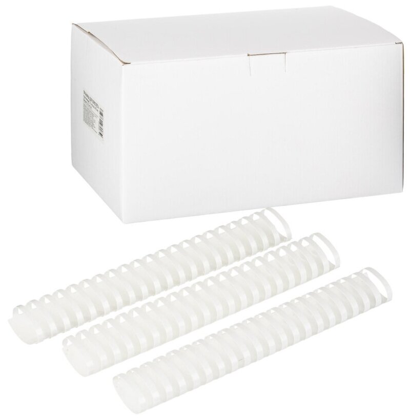 Пружины д/переплета пластиковые 21 кольцо, 45 мм, (белые), 50 шт./уп 1404294