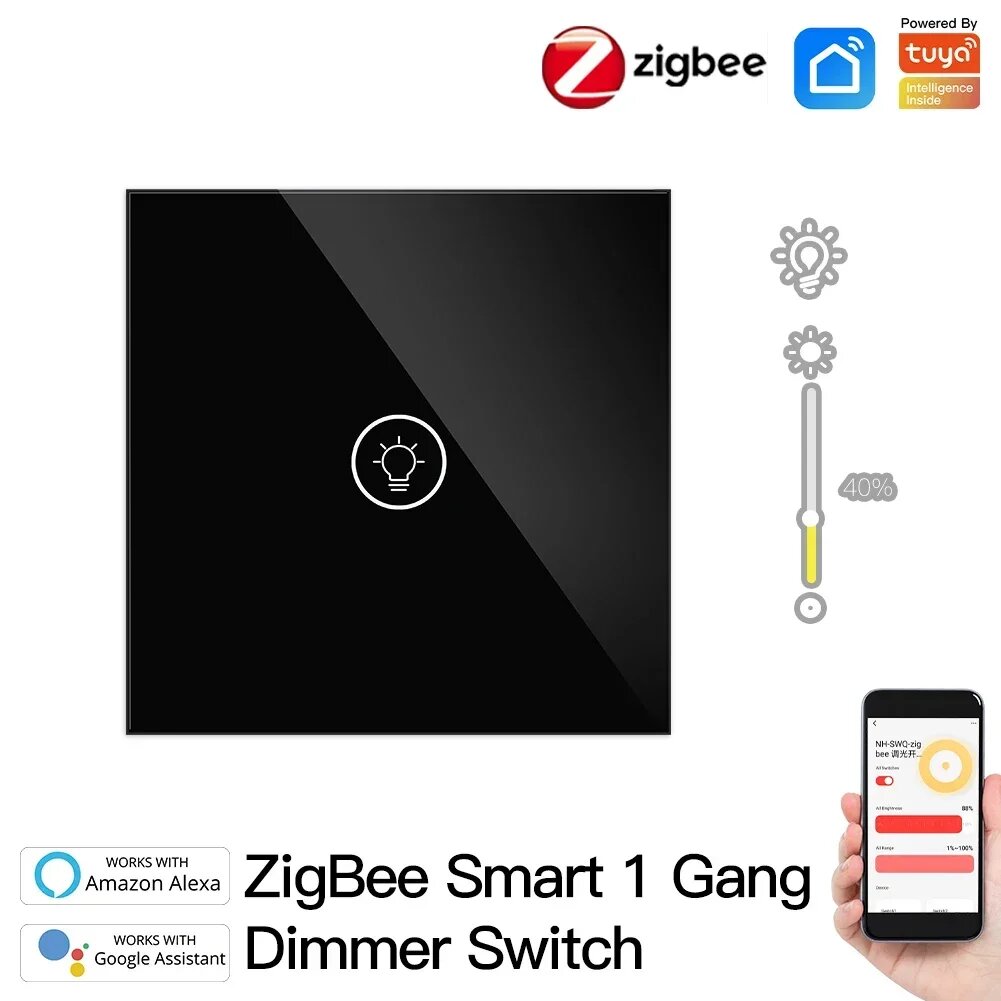 MOES умный диммер ZigBee 1/2/3 группа EU 1 Gang Black