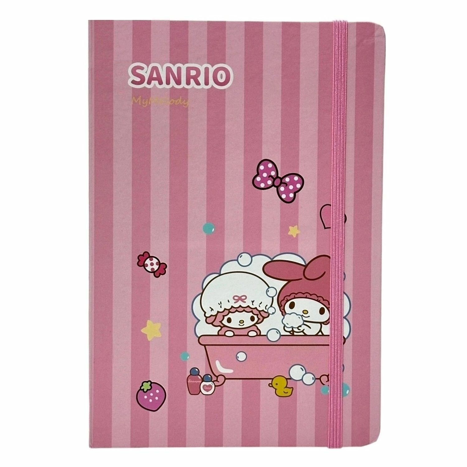 Блокнот для девочки на резинке со стикерами, формат А5, 64 листа, в клетку