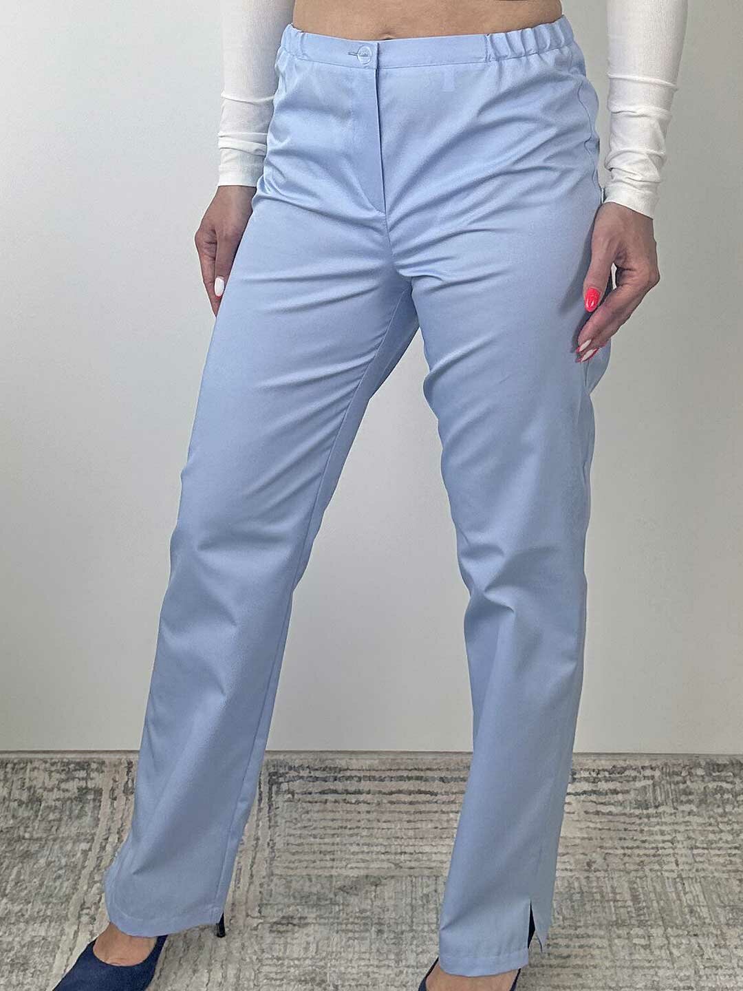 Брюки женские, производитель Фабрика швейных изделий №3, модель М-196, рост 170, размер 42, ткань сатори, цвет голубой