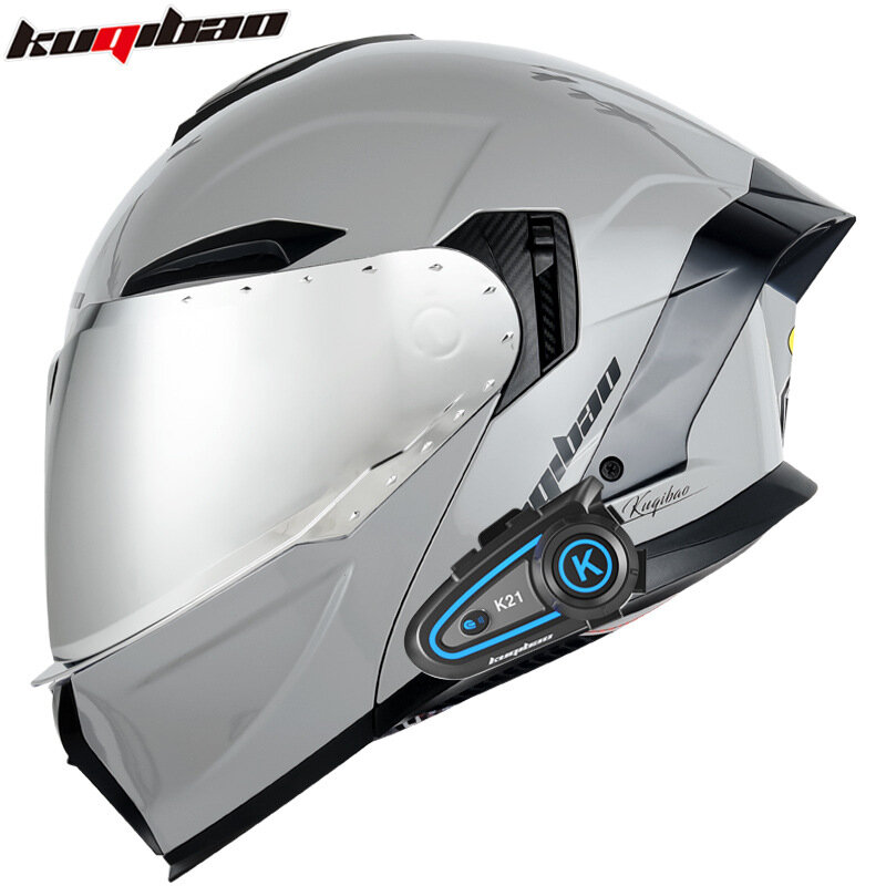 Шлем Chibao K21, с Bluetooth, яркий цементно-серый