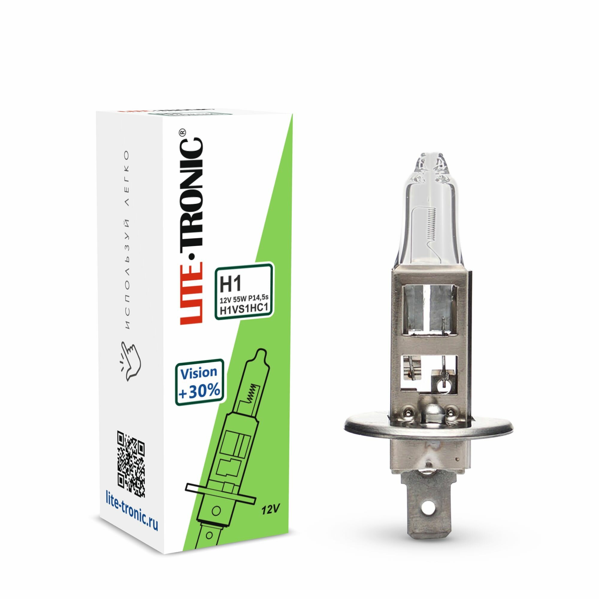 Галогенная лампа головного света H1 Lite-Tronic Vision+30% 12V 55W
