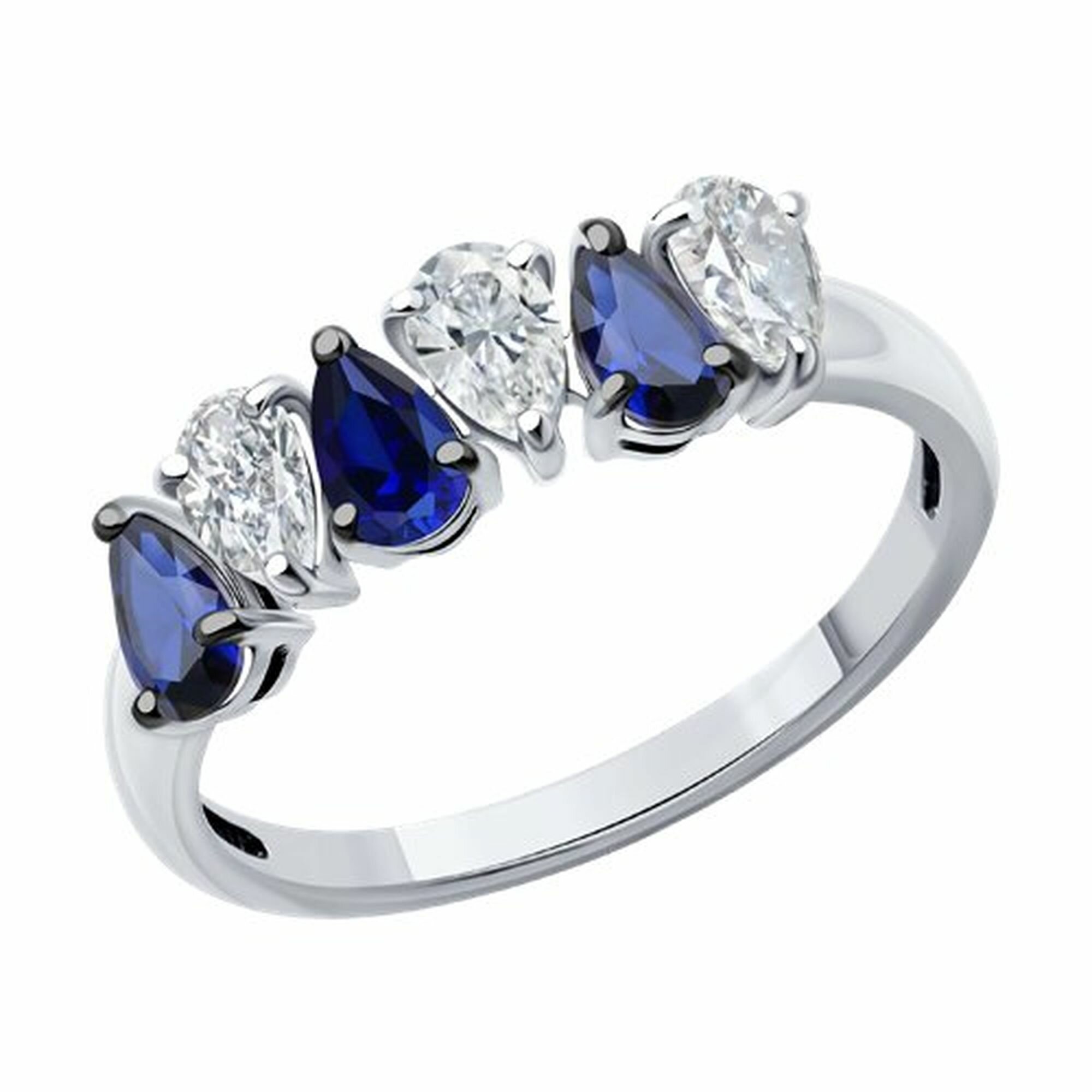 Кольцо, белое золото, 585 проба, сапфир