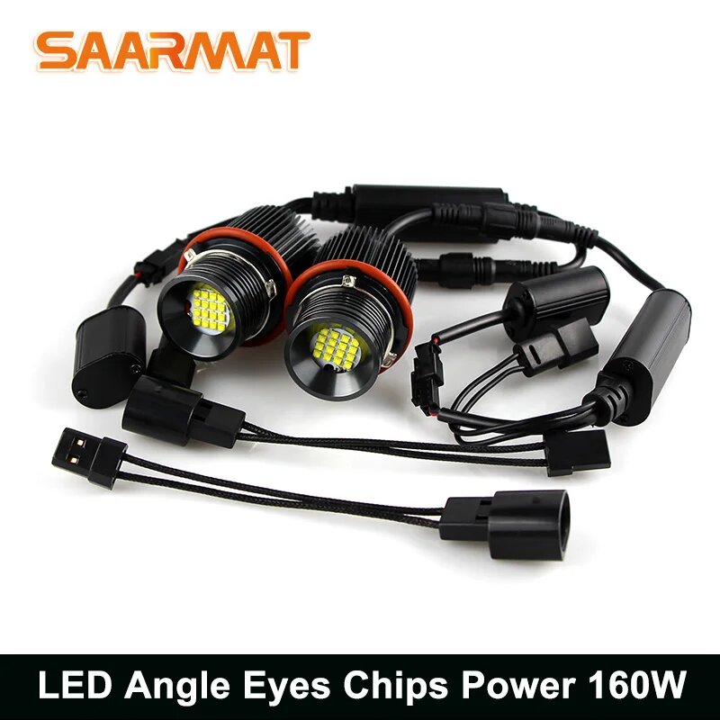 2 шт. 160 Вт для BMW E39 E53 E60 E61 E63 E64 E65 E66 E87 525i 530i xi 545i M5 Бесплавные светодиодные лампы с ангельскими глазами, габаритные огни