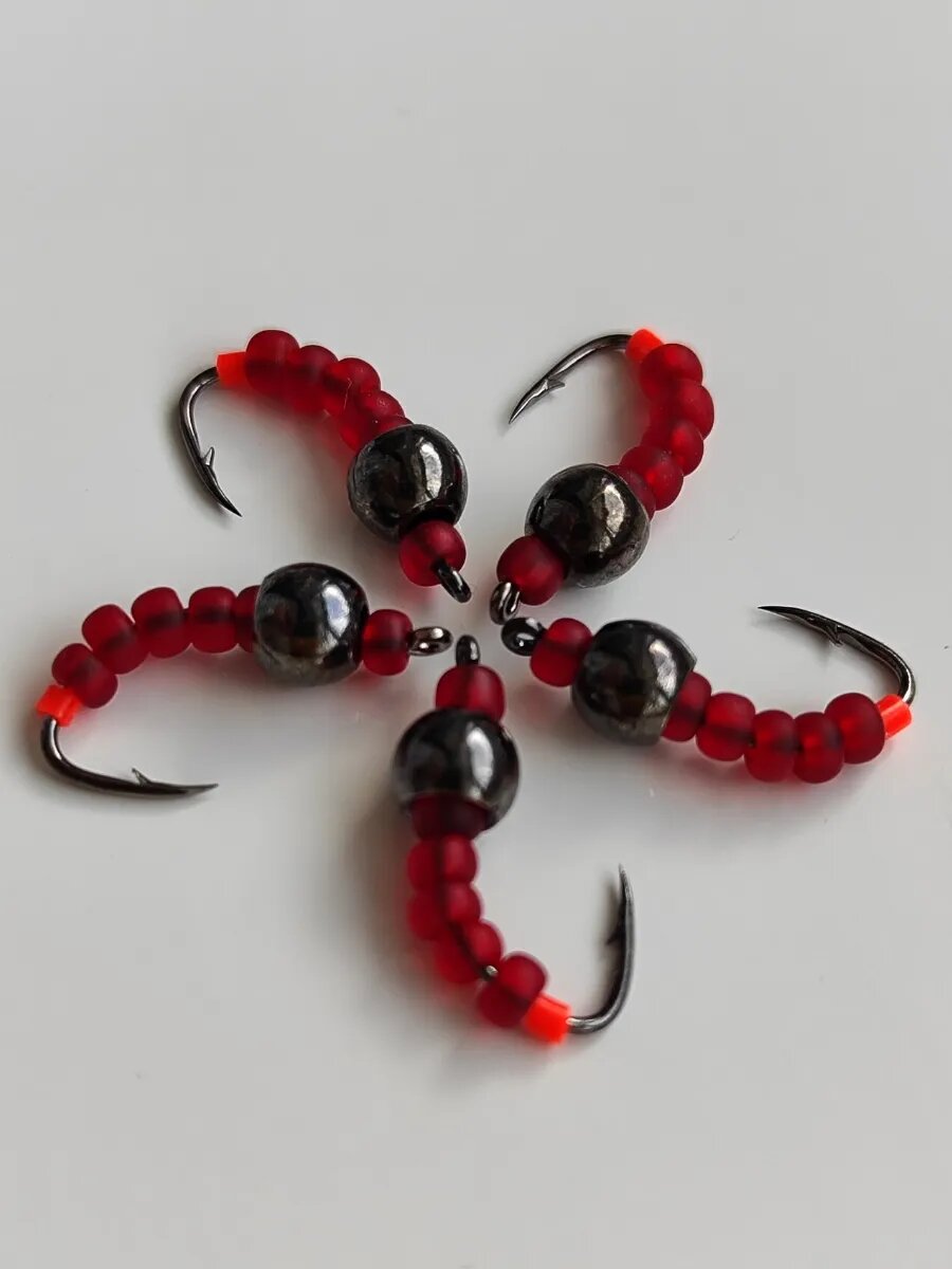 Мормышка безнасадочная бисерная Мотыль с вольфрамом 5 шт.