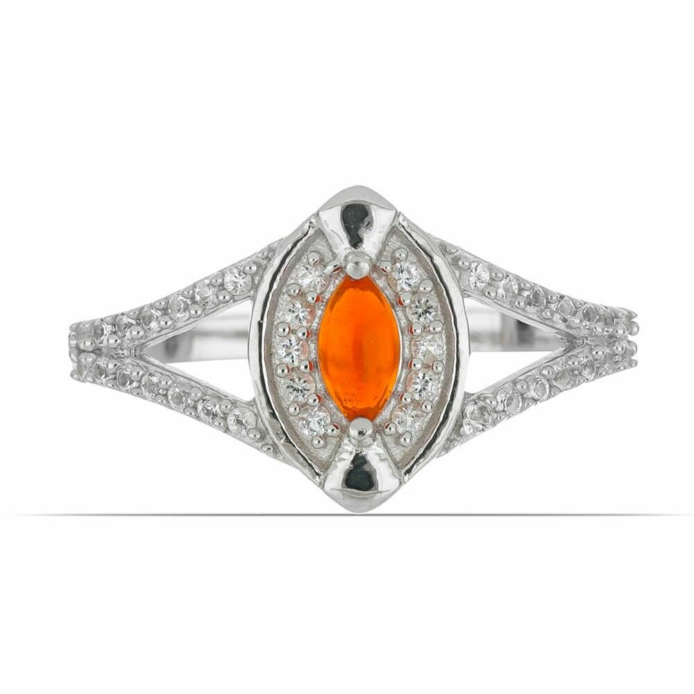 Кольцо, серебро, 925 проба, родирование, опал, топаз