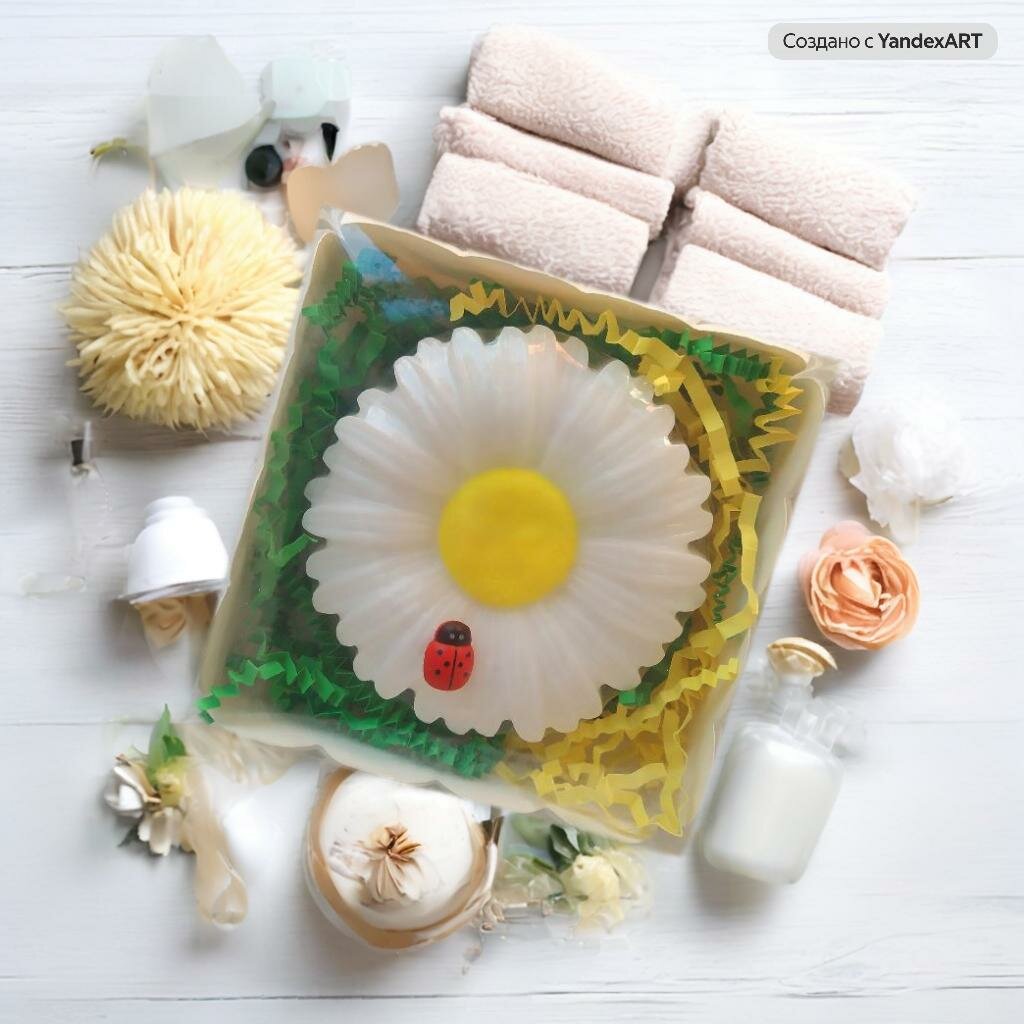 Мыло ручной работы "Ромашка", 90 гр . подарок \ девушке, маме, подруге на день рождения