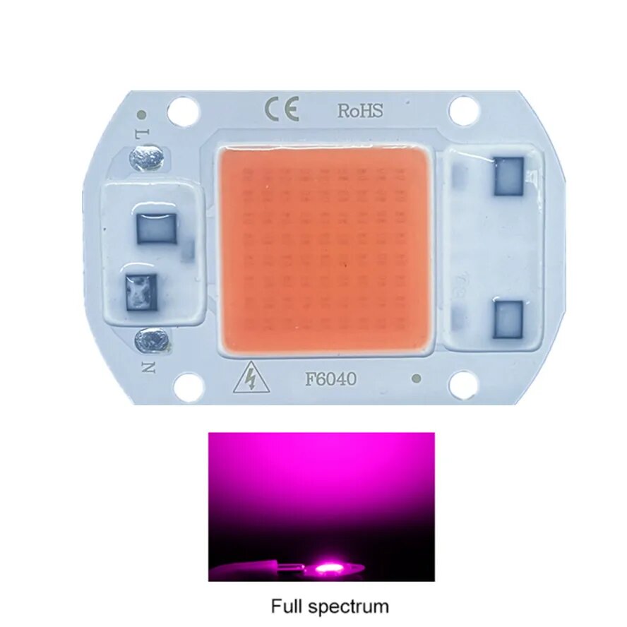 Светодиодная фитолампа COB, полный спектр, 20/30/50 Вт, алюминиевый Розовый, Full spectrum, 20W-110V