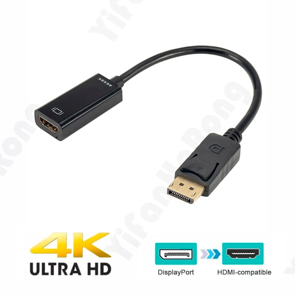 Переходник DP DisplayPort-HDMI-совместимый, переходник DP «штырь-гнездо», совместимый с HDMI, видео и аудио кабель-конвертер для ПК, ноутбука, HDTV