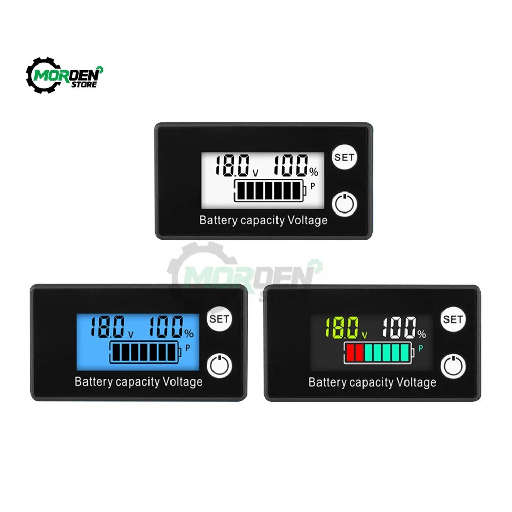 Вольтметр Battery Capacity Voltage с Blue Screen, Temperature и Alarm — фото 1