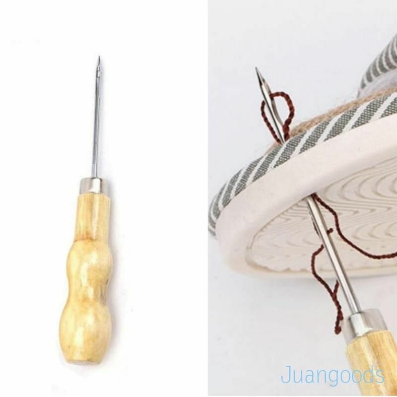 Шило швейное игла с деревянной ручкой, набор для ремонта обуви и кожи, пробойник для сапожных работ и рукоделия, прочный металлический инструмент для дома и мастерской