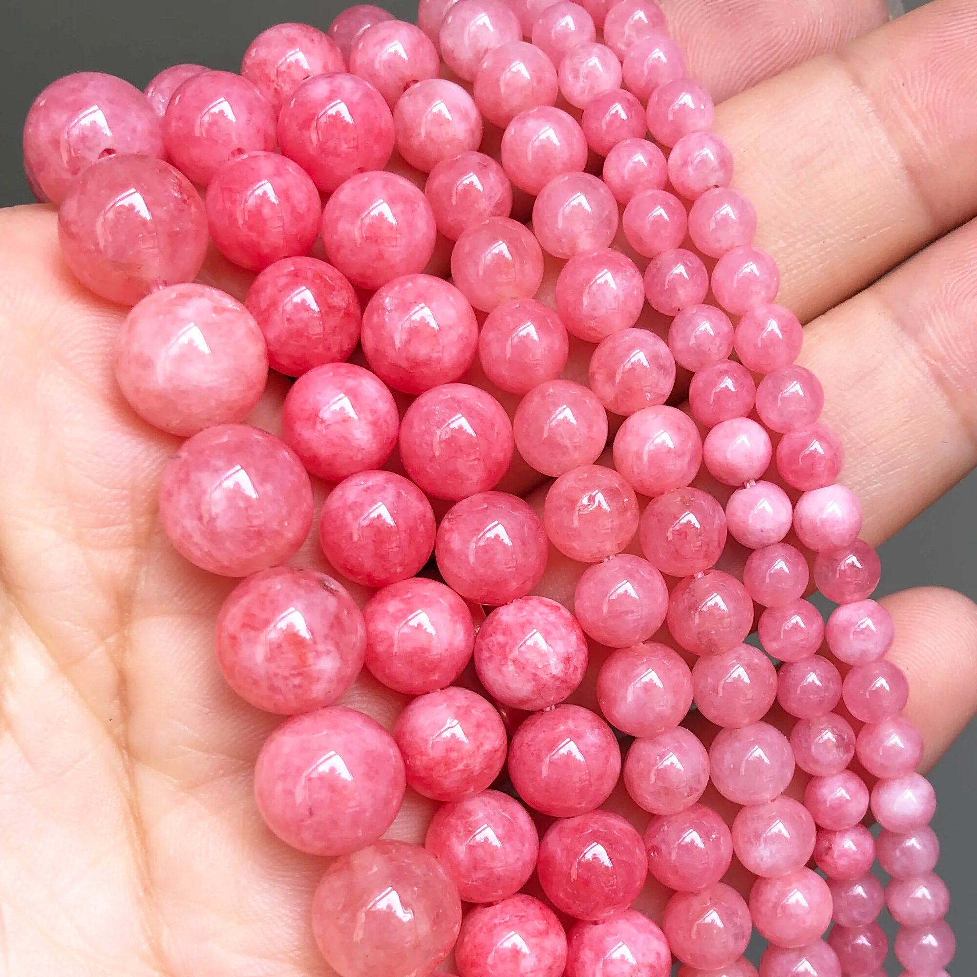 Бусины из ангелита, халцедона, нефрита 4-12 мм xilitata Розовый, 6mm (approx 61pcs), Pink Angelite