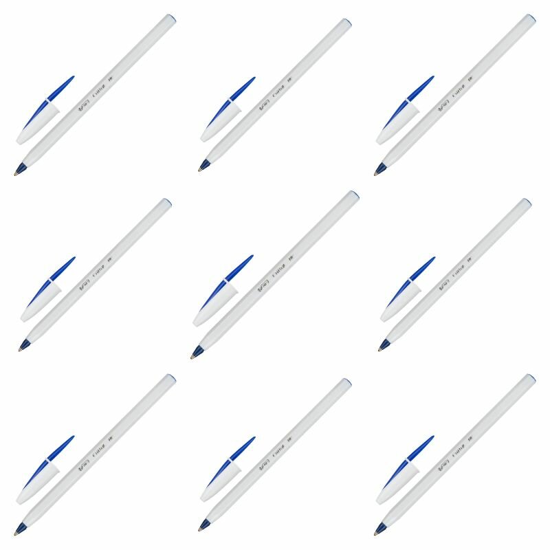 Bic Ручка шариковая неавтоматическая масляная Cristal синяя, толщина линии 0.35 мм, 9 шт/