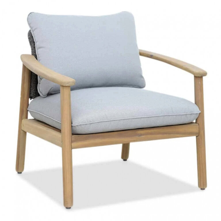 Кресло лаунж Freeport Tagliamento серый, ткань и дерево, мягкое сиденье, с подлокотниками