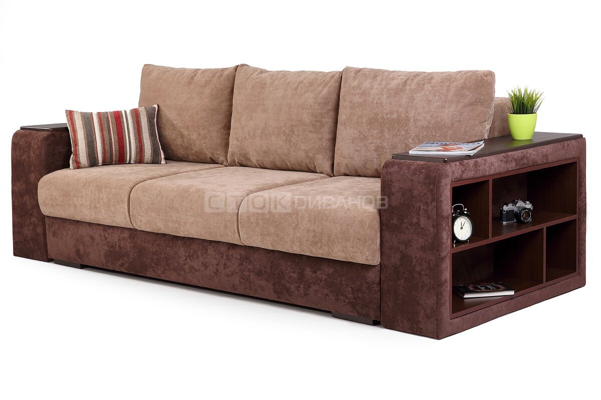 Диван Сток Диванов Манчестер Brown коричневый 265 см, механизм еврокнижка, флок антикоготь