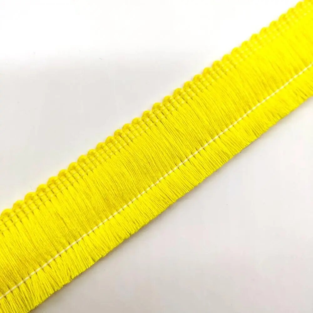 Белая вискозная кружевная лента с бахромой ChengBright Желтый, Yellow