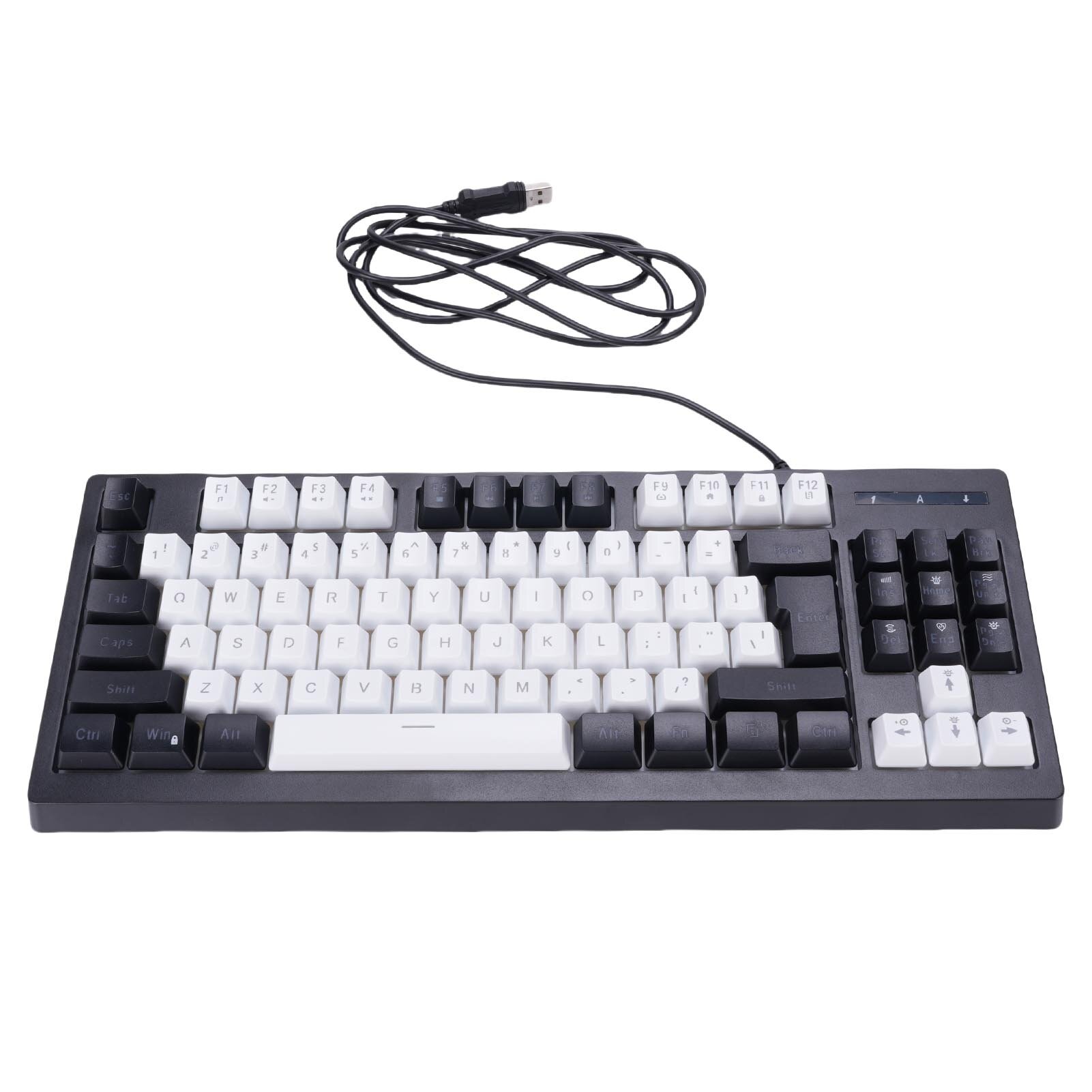 Компактная проводная игровая клавиатура 87 клавиш с rgb подсветкой для пк ноутбука геймеров и офисных работников черно белая