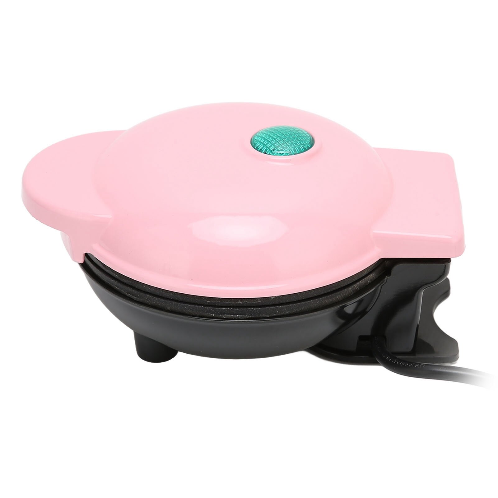 Вафельница, круглая электрическая сковорода с антипригарным покрытием, вафельница, портативная вафельница для завтрака, вилка стандарта США, 100 120 В, розовая
