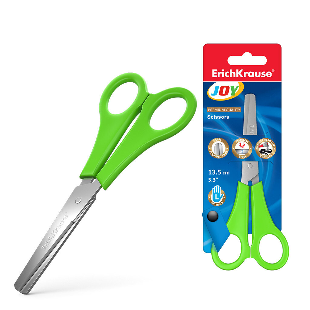 Ножницы для левшей ErichKrause Joy 30790, нержавеющая сталь, длина 13,5 см