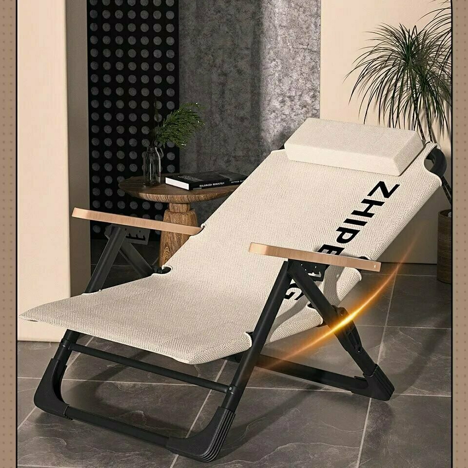 Стул складной, металл, текстиль, ортопедические свойства, регулируемая спинка, белый