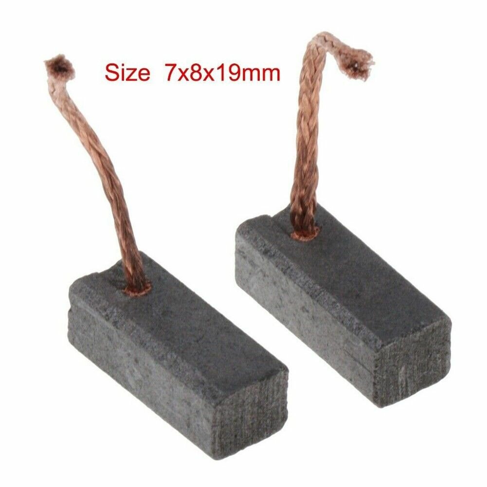 Угольные щетки для электроинструмента, 2 шт, карбоновые, 7x8x19 мм, запчасть для дрели, шлифмашины, пилы, продление срока службы двигателя