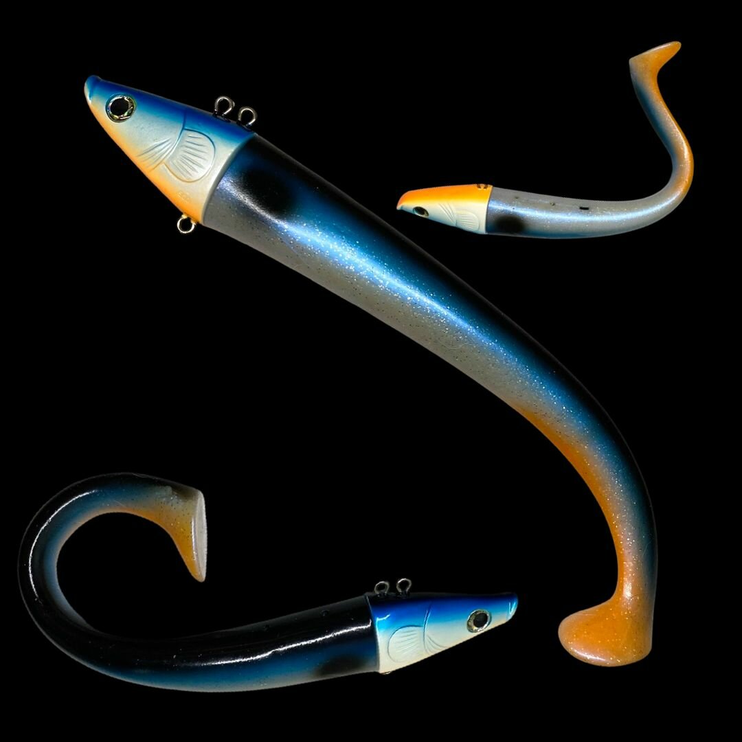 Крупная силиконовая приманка с головкой, для ловли палтуса, трески, крупной щуки, сома, морского окуня