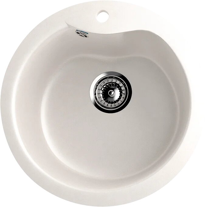 Мойка кухонная Ulgran U-102 -341 48x48, мойка для кухни, матовая, круглая, белая, российская