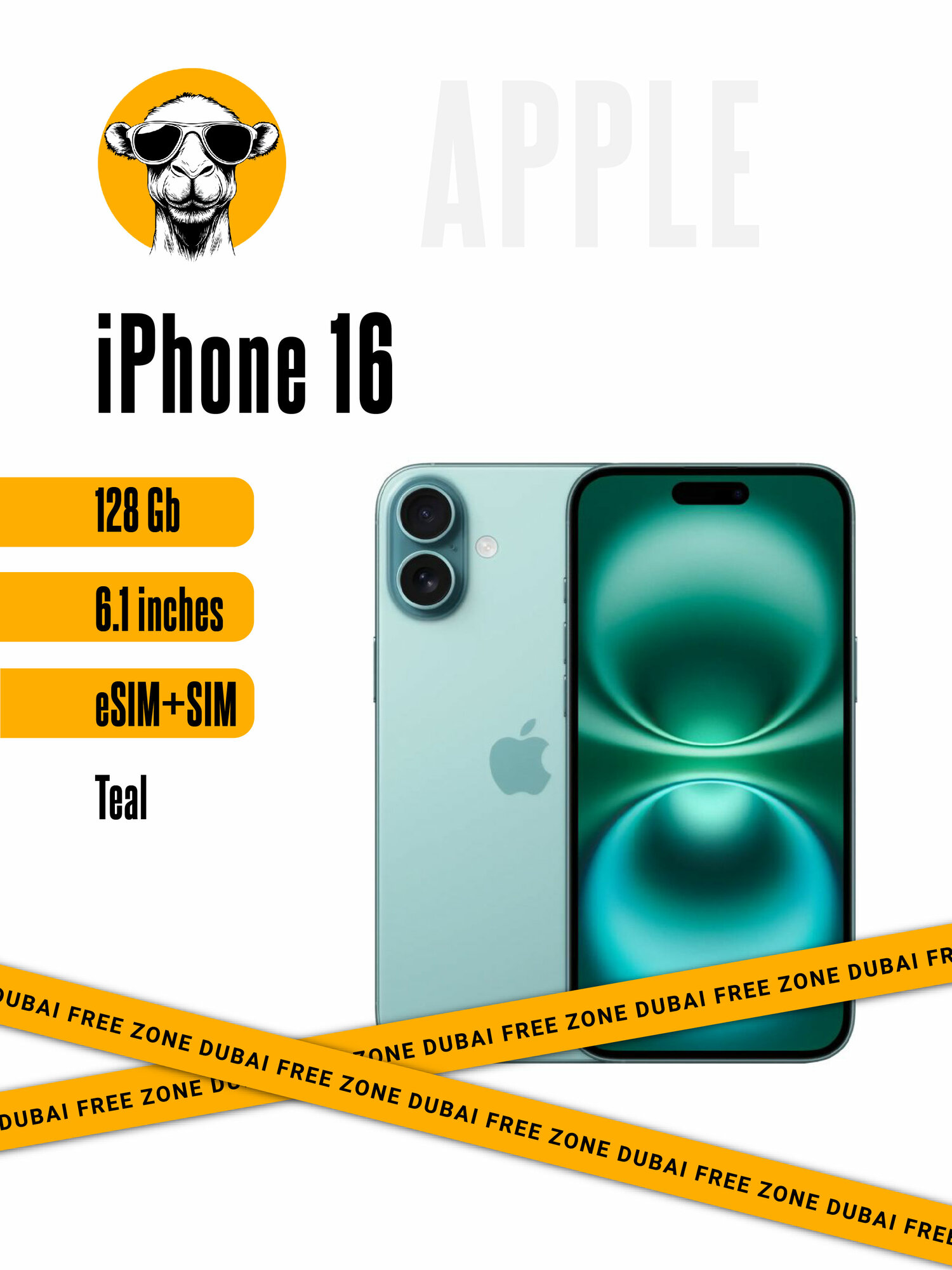 Смартфон iPhone 16 128GB Teal Sim+E-Sim