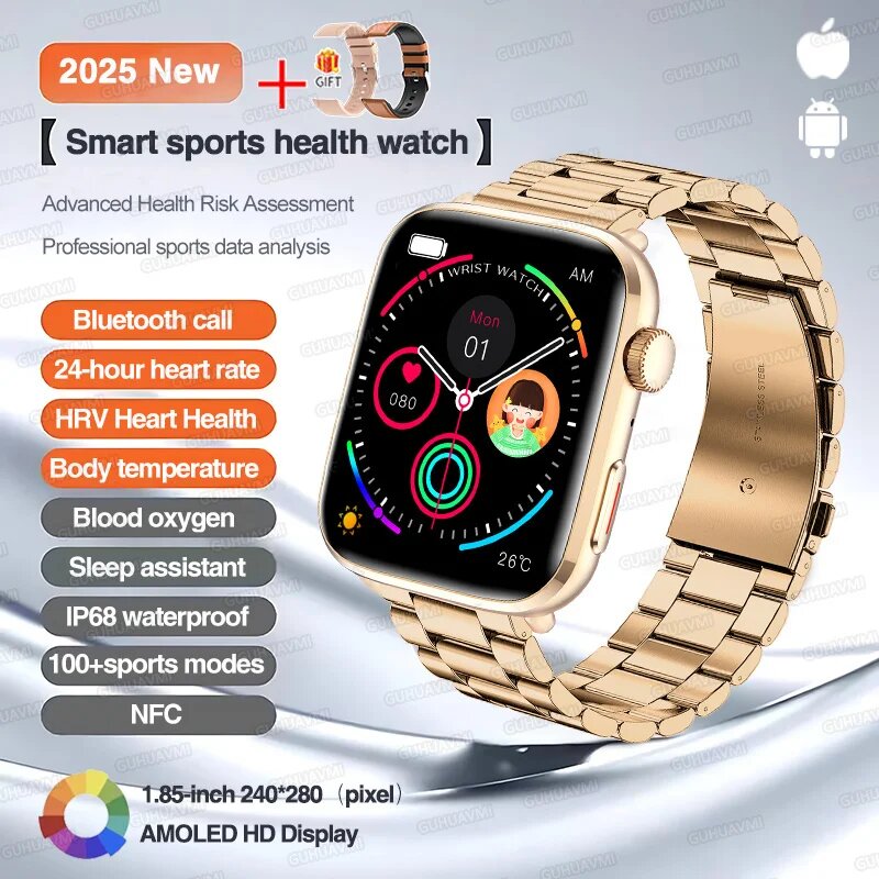 Smart Watch Gold Steel 2A