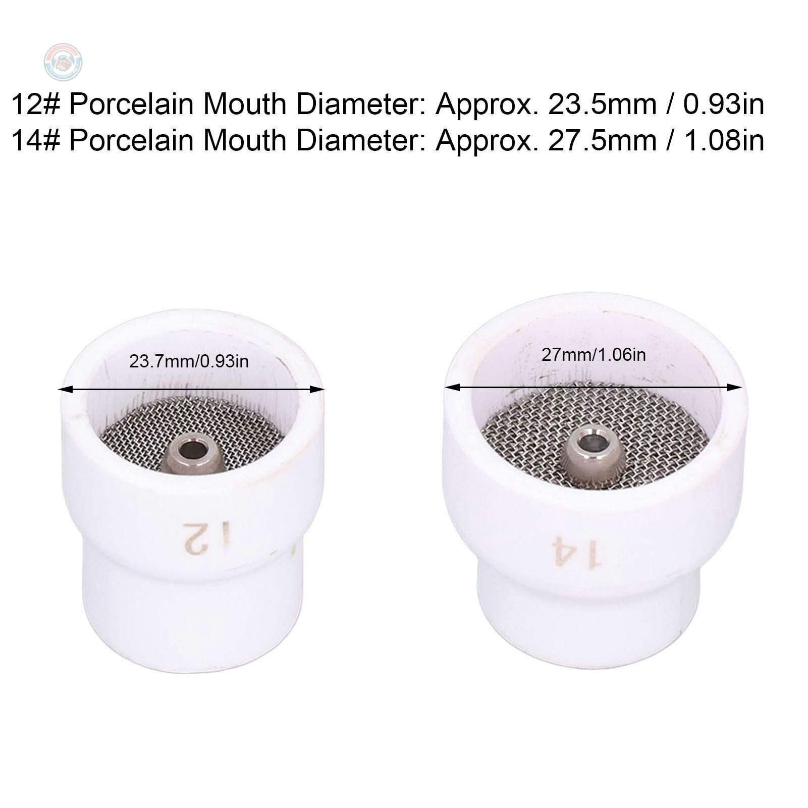 Комплект керамических чашек для сварки TIG, 2 шт, диаметр 23,5 мм и 27,5 мм, подходит для горелок WP-9/17/18/20/25/26, термостойкая замена сварочной горловины