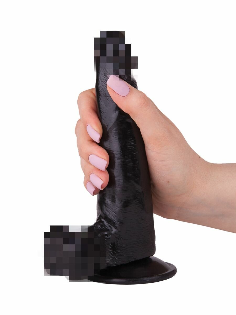 Фаллоимитатор с мошонкой на присоске - 16,5 см, LOVETOY, черный