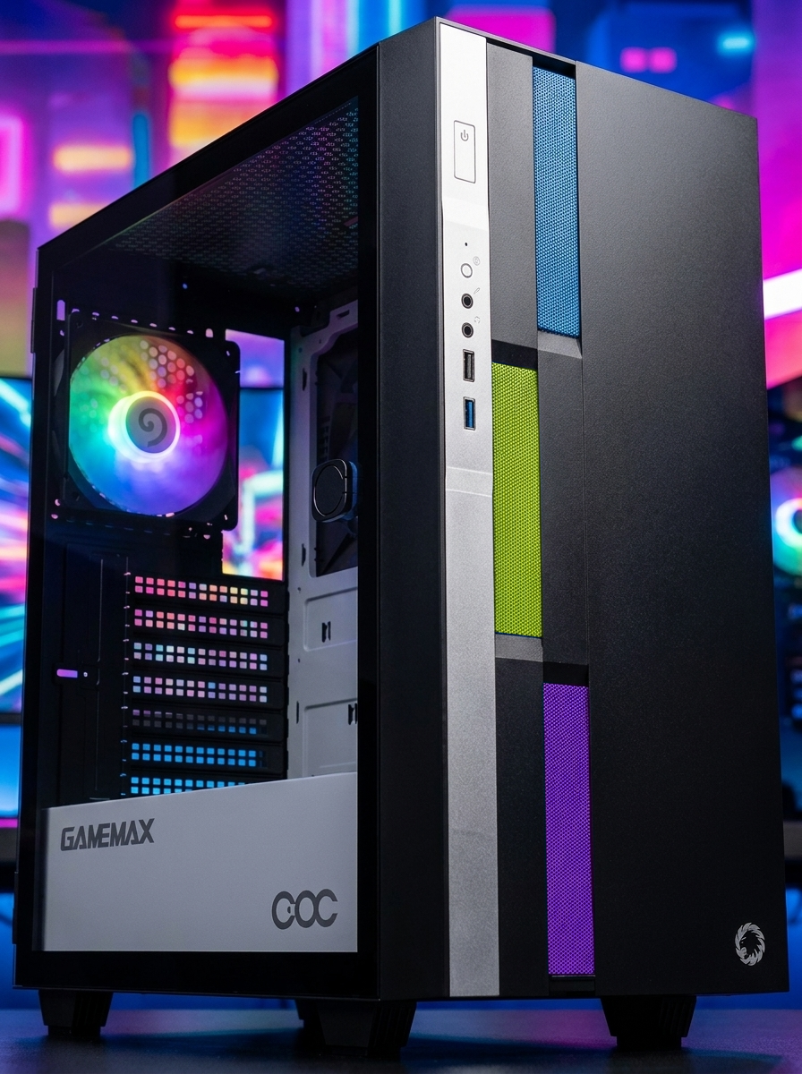 Корпус для ПК GAMEMAX Brufen C3 BW Midi-Tower, E-ATX, стекло 2*USB, 1*120мм ARGB, 1*140мм без БП