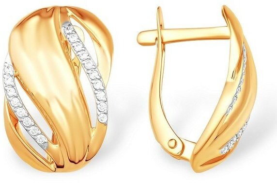 Серьги, красное золото, 585 проба, фианит