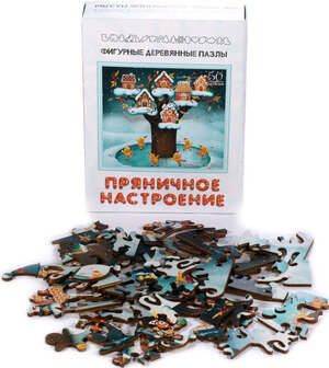 *PuzДеревянный(НескучныеИгры) Пряничное настроение [50эл.] (фигурный) (8171)