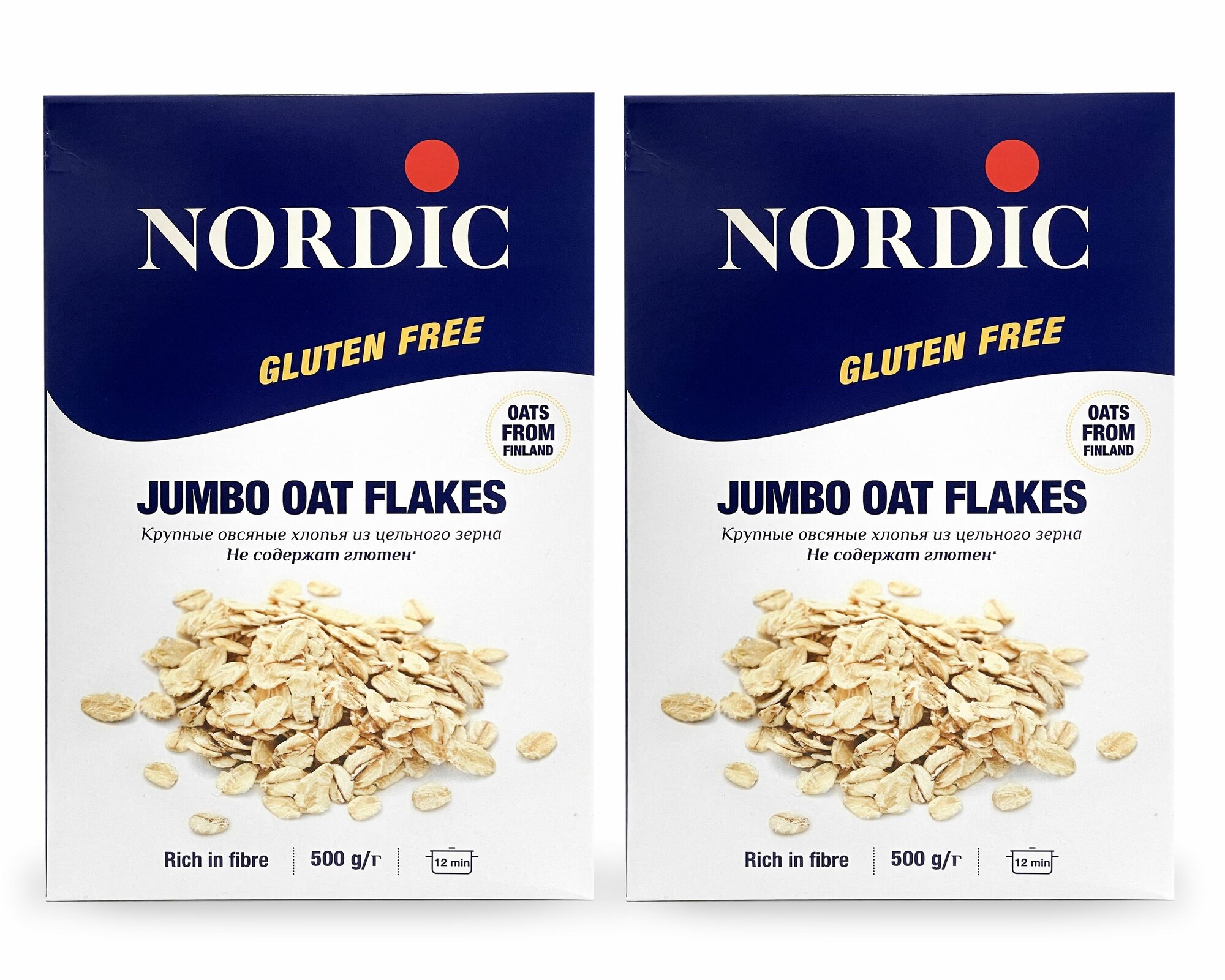 Nordic Овсяные Хлопья без глютена крупные 12 минут 2 шт по 500г