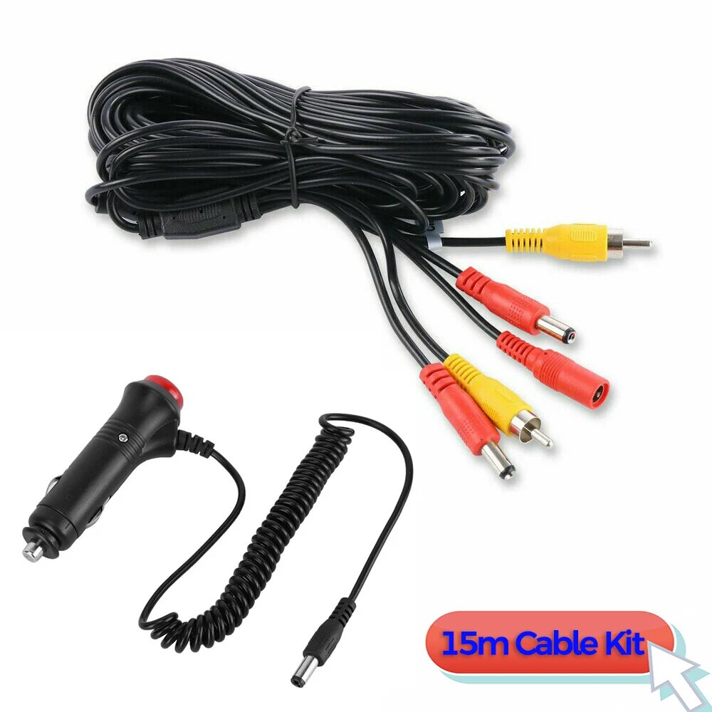 Кабель RCA для камеры заднего вида и монитора DC2.1, удлинитель для автомобильного 15m cable kit