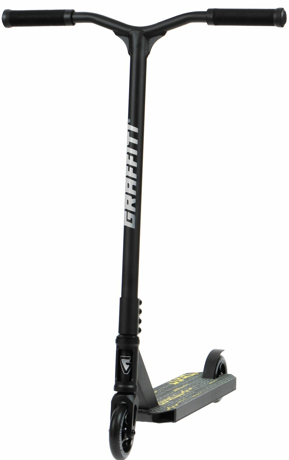 Самокат трюковой двухколесный GRAFFITI Eccentric 24 с Y-образным рулем для детей и подростков, ножной тормоз, колёса PU 110 мм, HIC компрессия, ABEC 9 Chrome, цвет белый